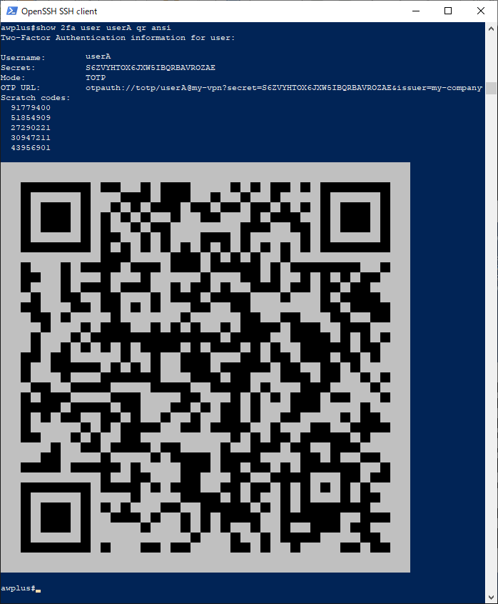 AT-AR1050V コマンドリファレンス 5.5.5: show 2fa user