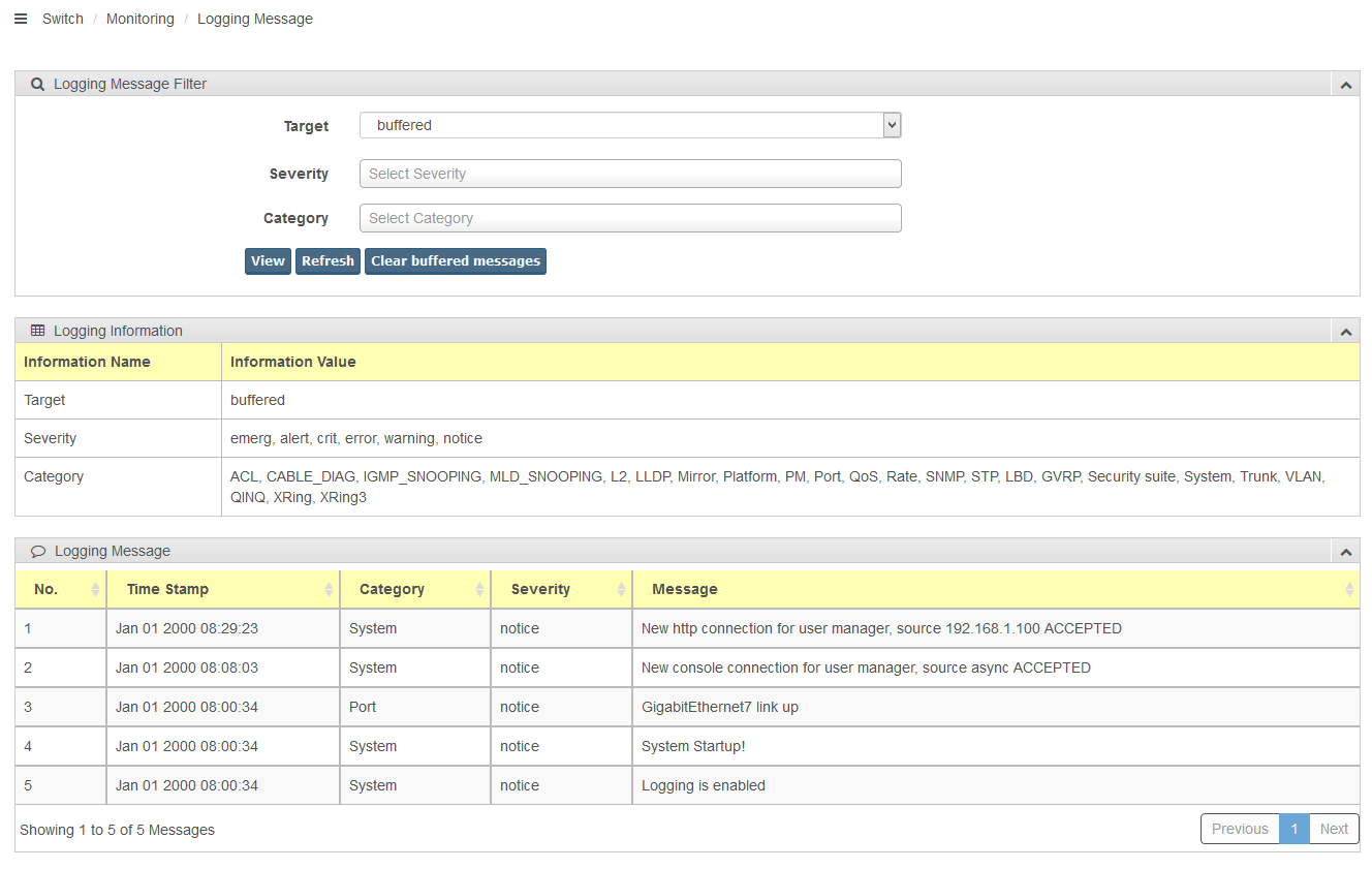 CentreCOM IS230シリーズ リファレンスマニュアル（Web GUI編）: リファレンス編 / Monitoring