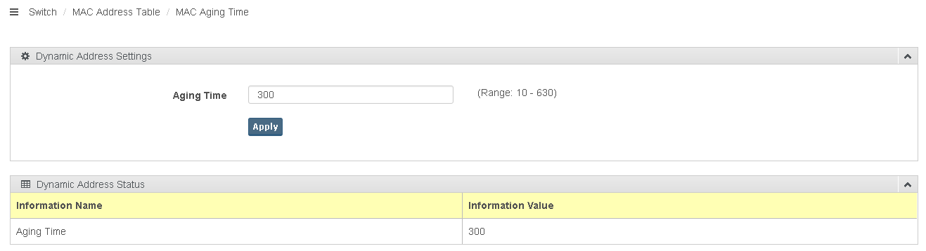 CentreCOM IS230シリーズ リファレンスマニュアル（Web GUI編）: リファレンス編 / MAC Address Table