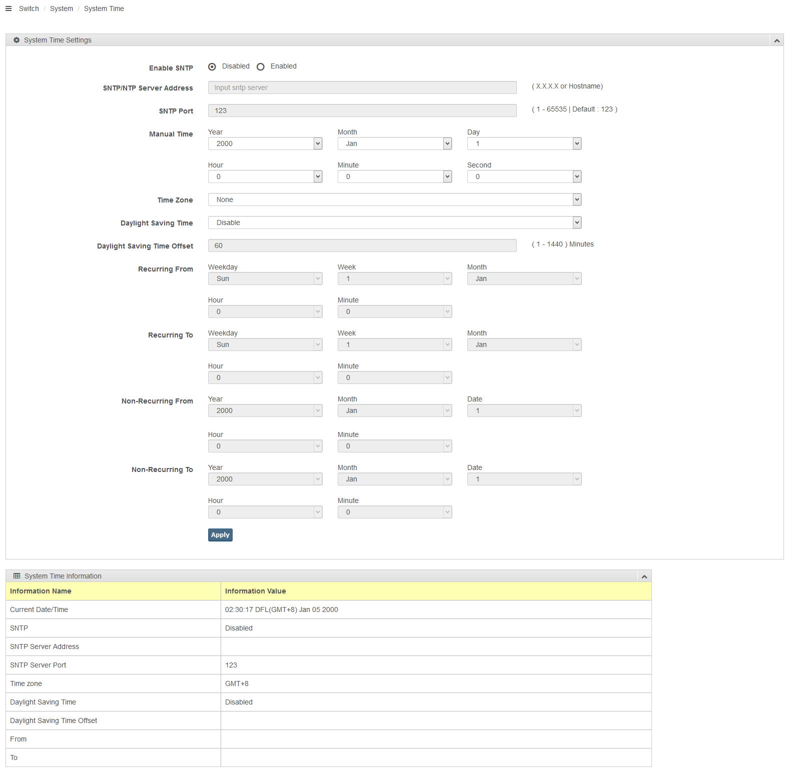 CentreCOM IS230シリーズ リファレンスマニュアル（Web GUI編）: リファレンス編 / System
