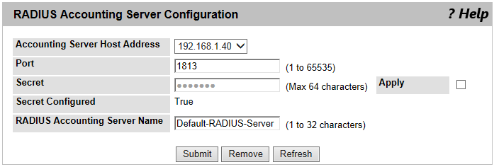 AT-UWC リファレンスマニュアル: Security > RADIUS > Accounting Server Configuration
