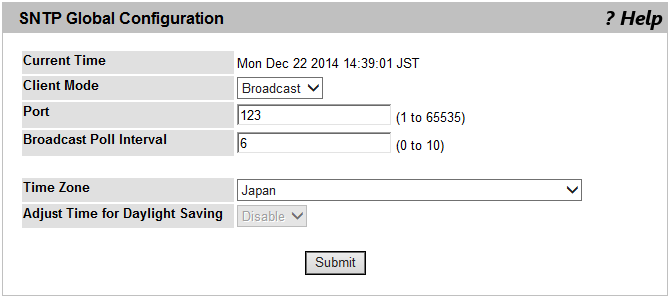AT-UWC リファレンスマニュアル: System > SNTP > Global Configuration