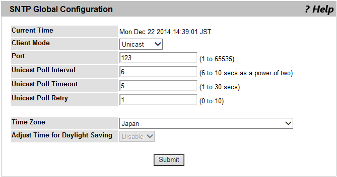 AT-UWC リファレンスマニュアル: System > SNTP > Global Configuration