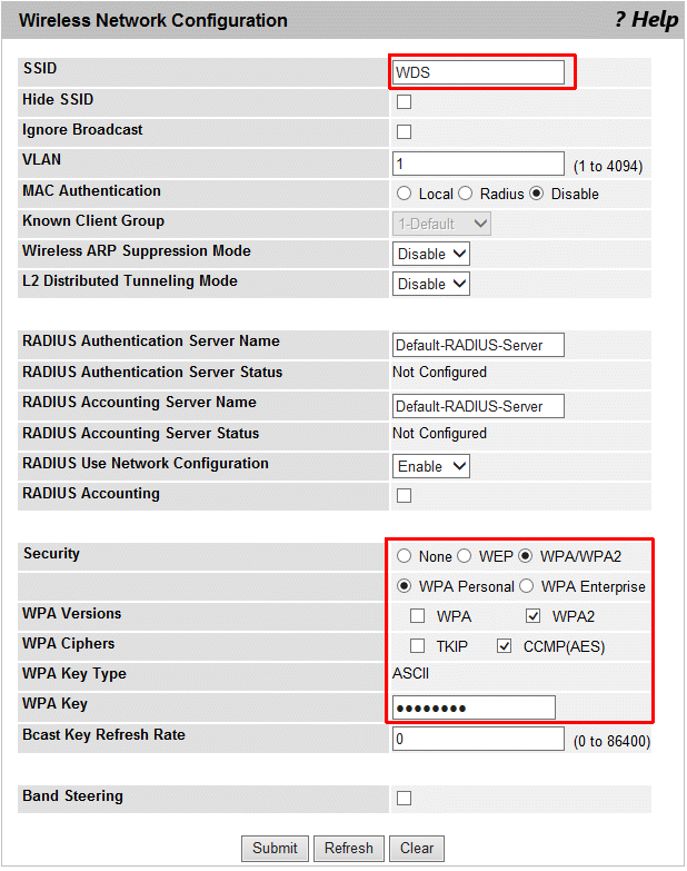 AT-UWC リファレンスマニュアル: WLAN > WDS Configuration > Group Configuration