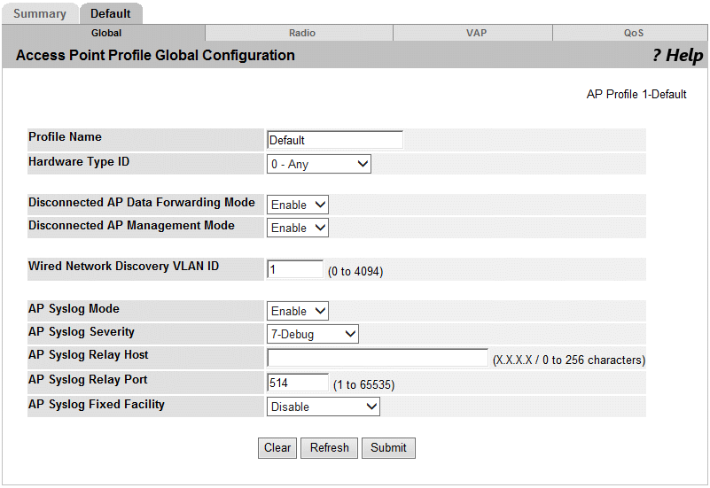 AT-UWC リファレンスマニュアル: WLAN > Advanced Configuration > AP Profiles